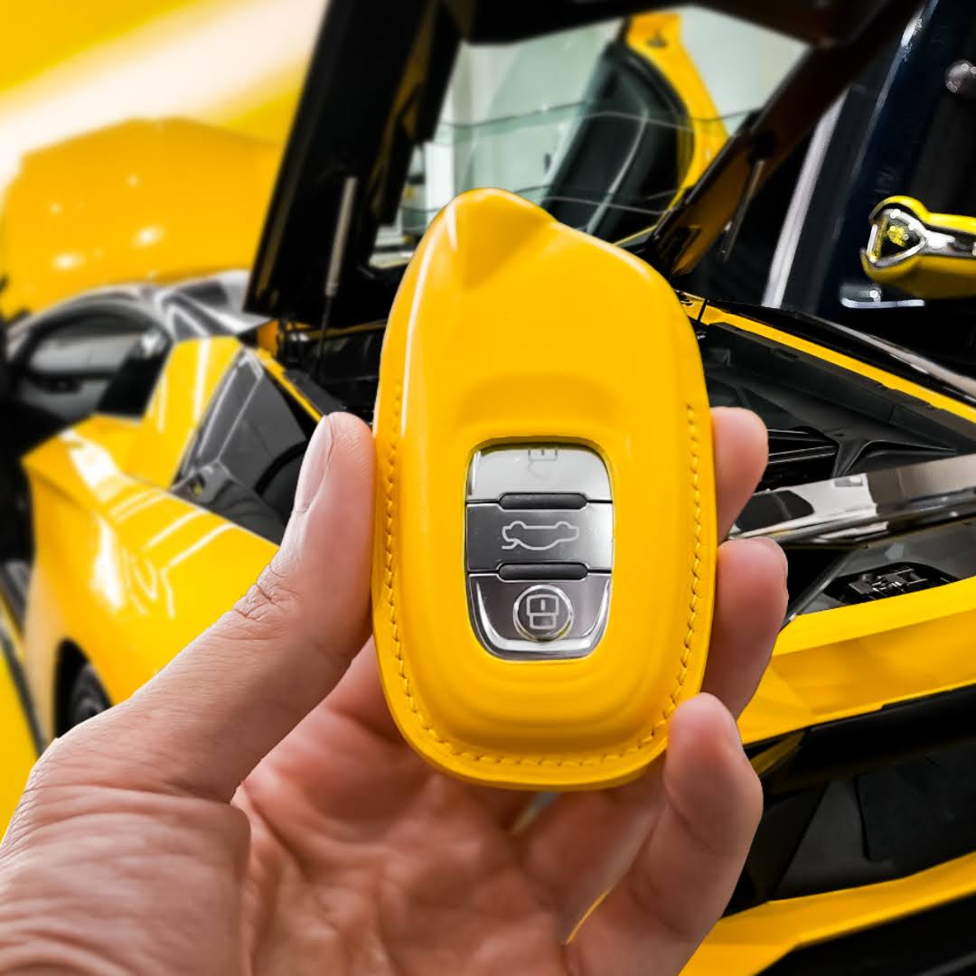 Bespoke Key Fob Covers in Yellow Nappa & Yellow Crocodile – Solitaire ...