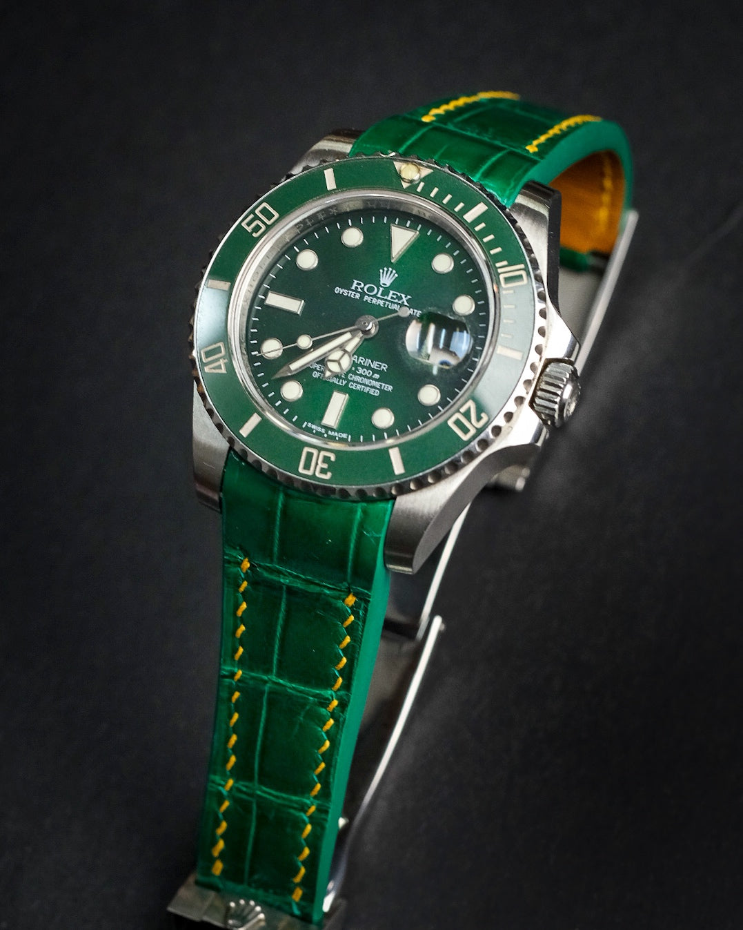 Bespoke Watch Strap in Emerald Green Crocodile – Solitaire Official