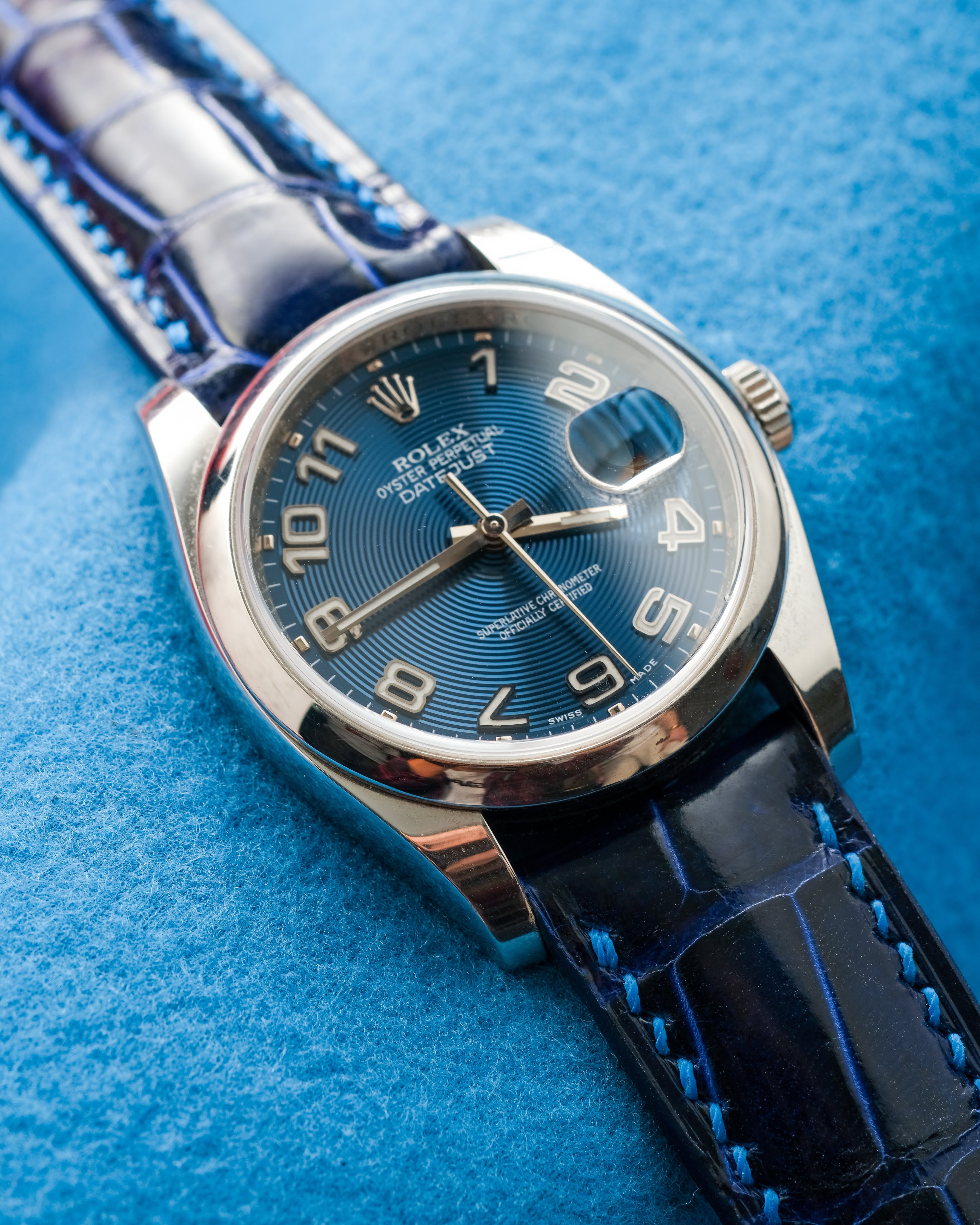 Bespoke Watch Strap in Electric Blue Crocodile – Solitaire Official