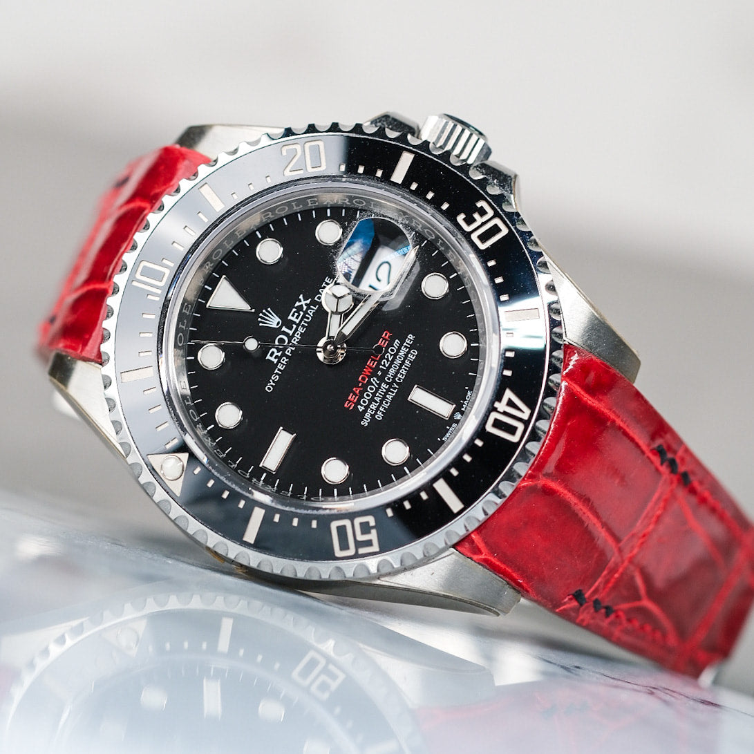 Bespoke Watch Strap in Ferrari Red Crocodile – Solitaire Official