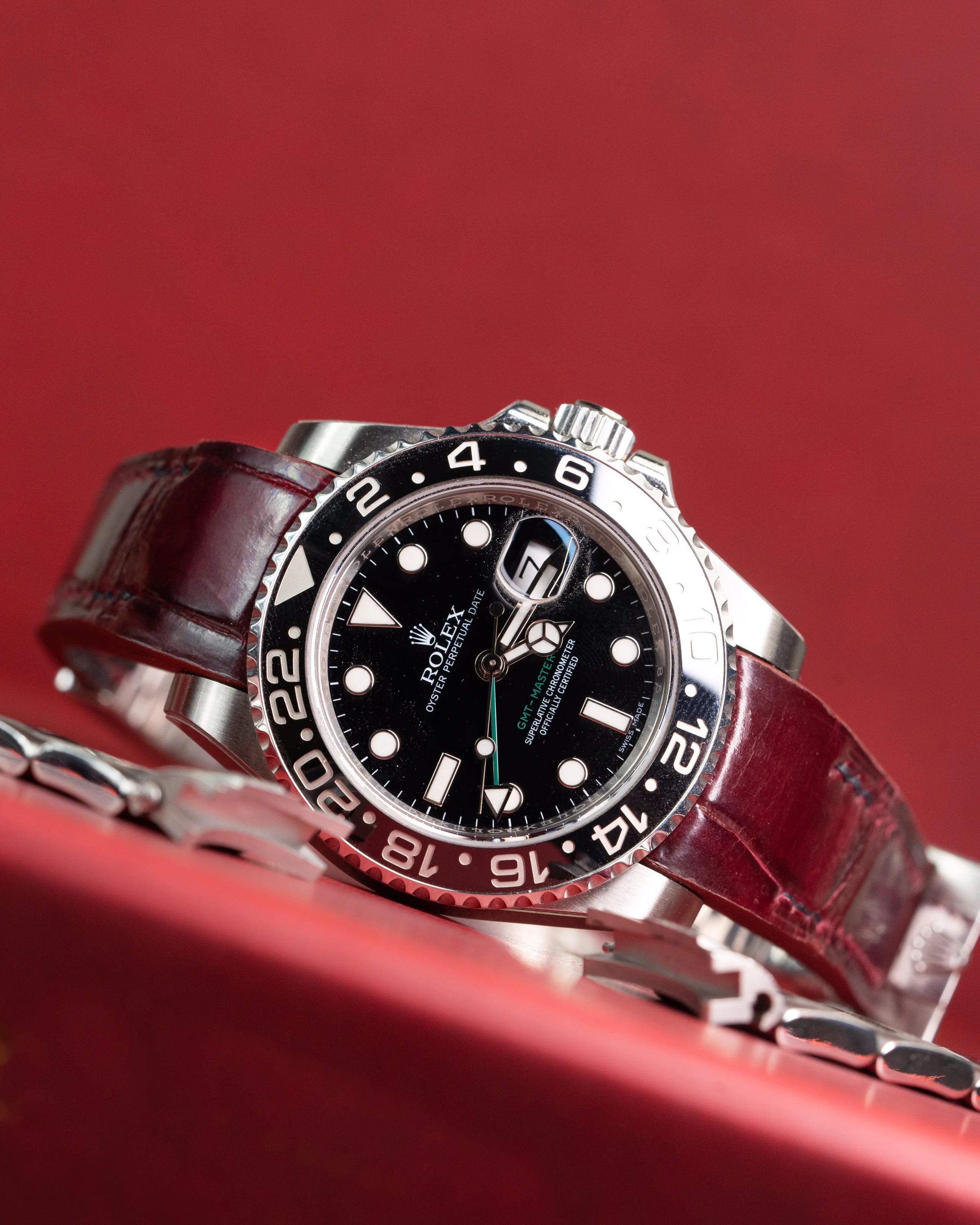 Bespoke Watch Strap in Maroon Red Crocodile – Solitaire Official