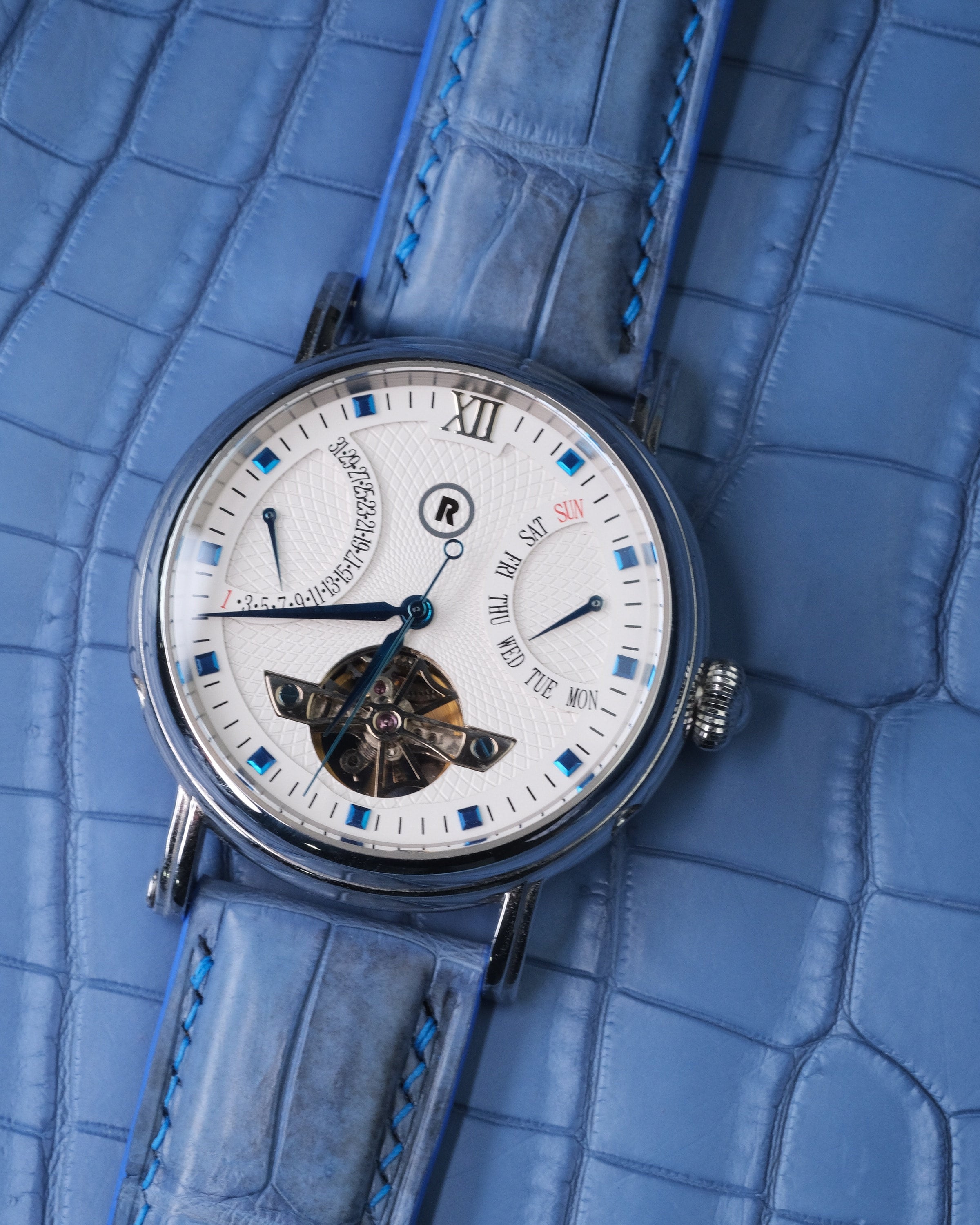 Bespoke Watch Strap in Baby Blue Himalayan Crocodile – Solitaire Official