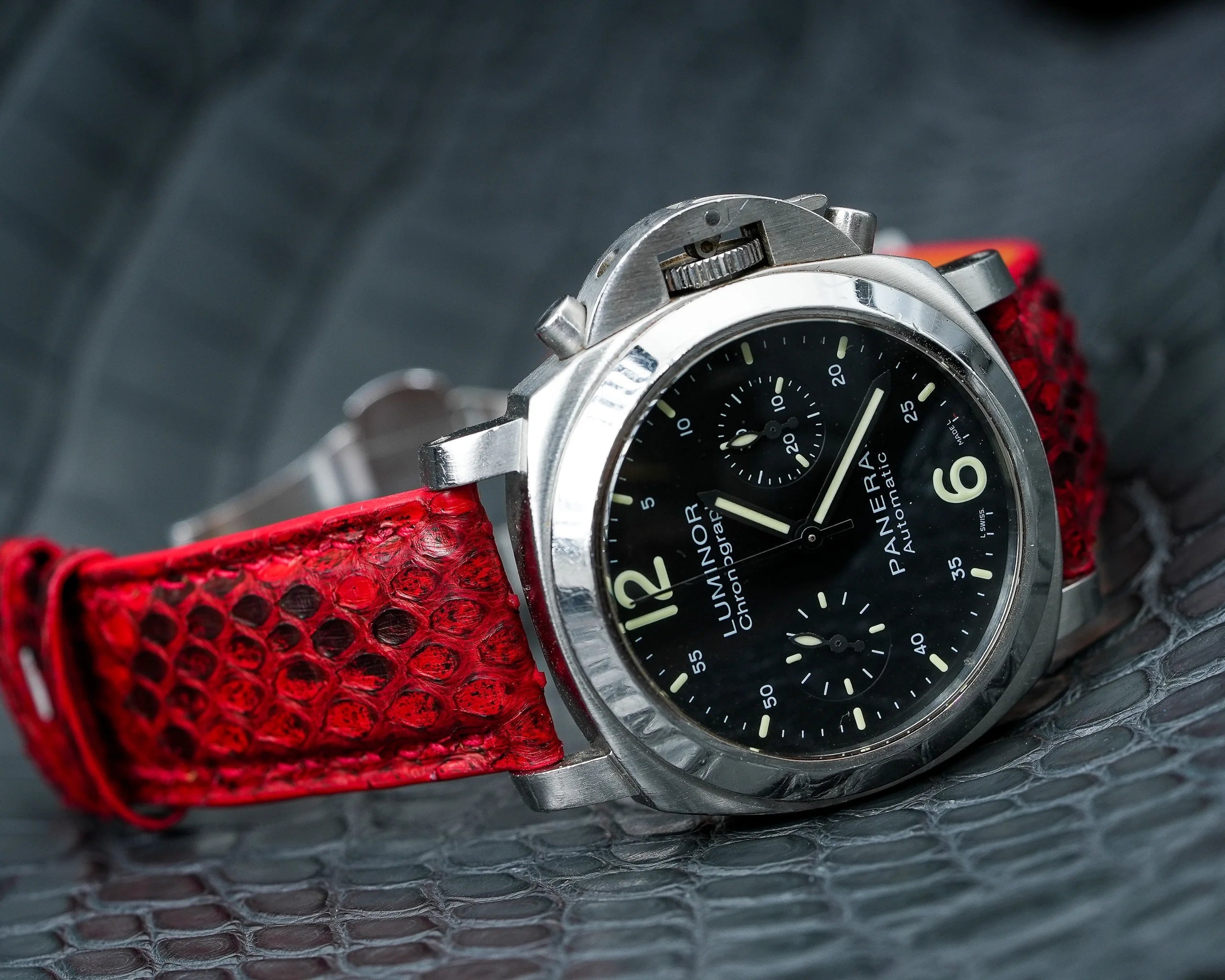 Bespoke Watch Strap in Ferrari Red Python – Solitaire Official