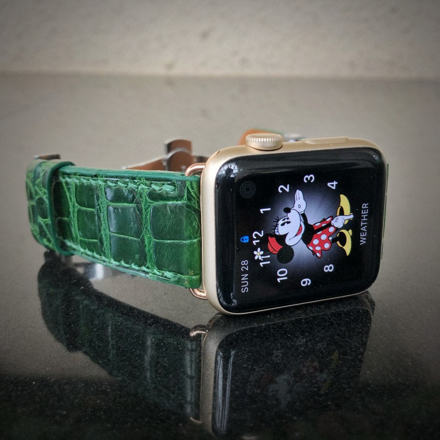 Bespoke Watch Strap in Emerald Green Crocodile – Solitaire Official