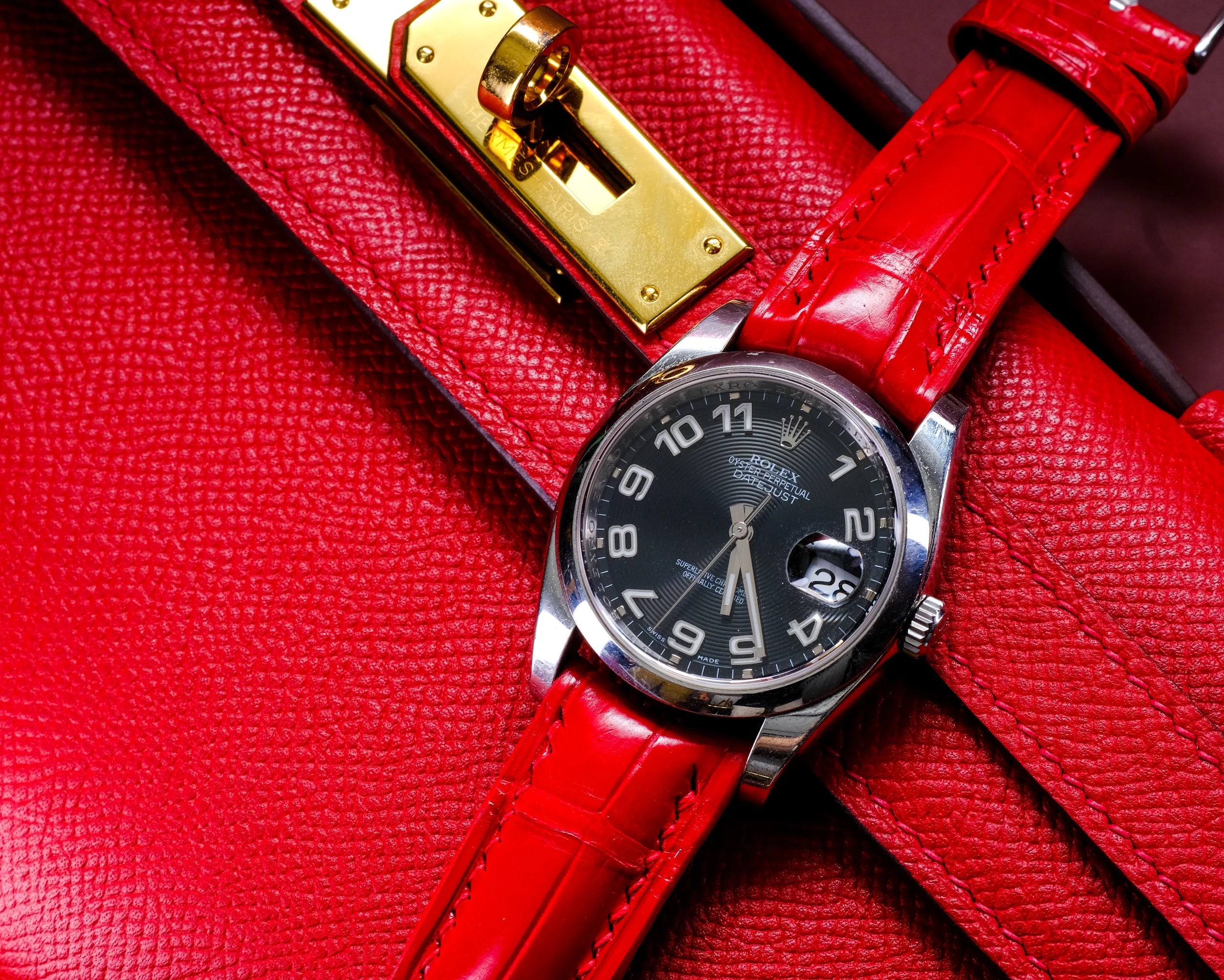Bespoke Watch Strap in Ferrari Red Crocodile – Solitaire Official