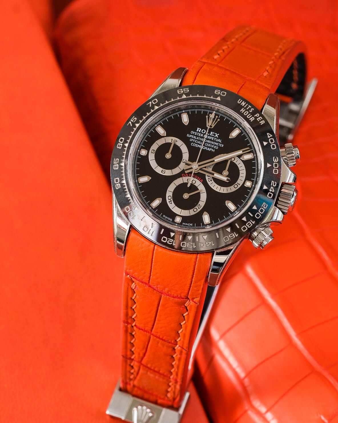 Bespoke Watch Strap in Volcano Orange Alligator – Solitaire Official