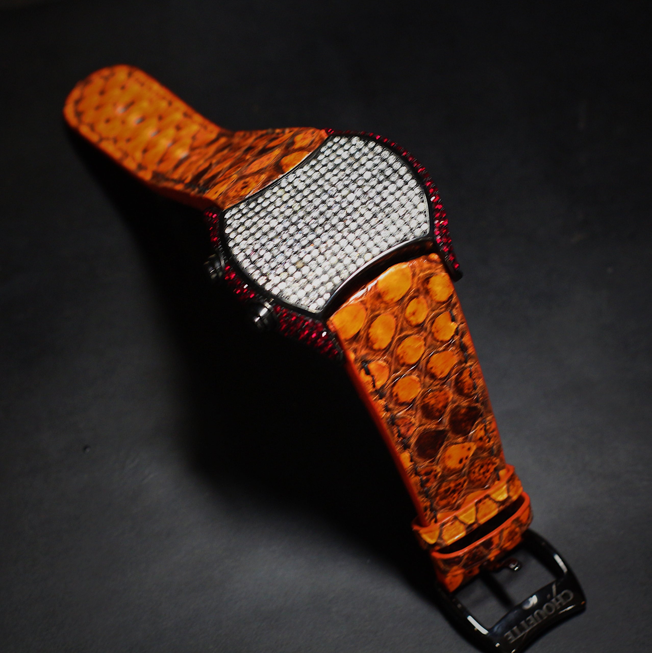 Bespoke Watch Strap in Orange Python – Solitaire Official