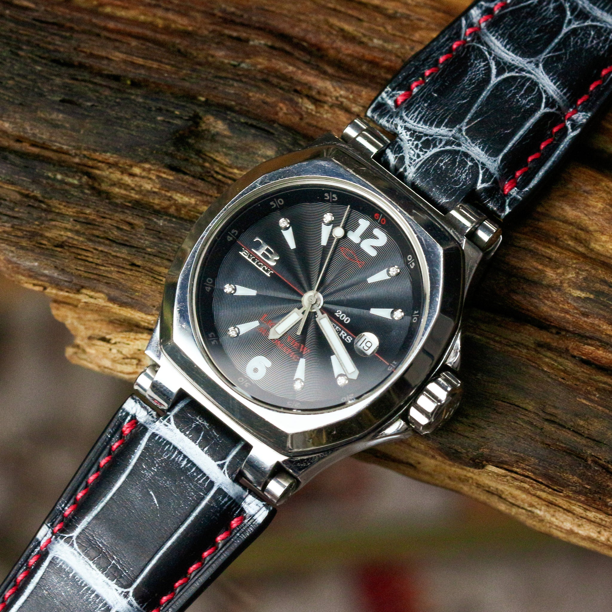 Bespoke Watch Strap in Black Silver Alligator – Solitaire Official
